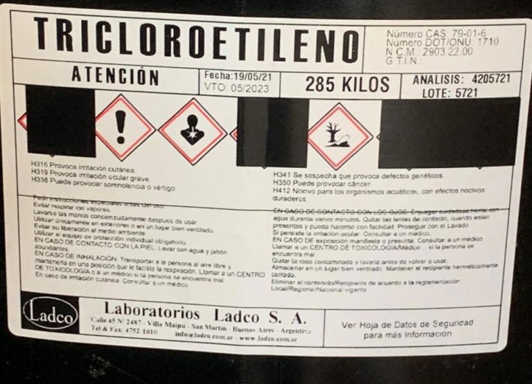Tricloroetileno - Ladco - Venta de Productos Químicos